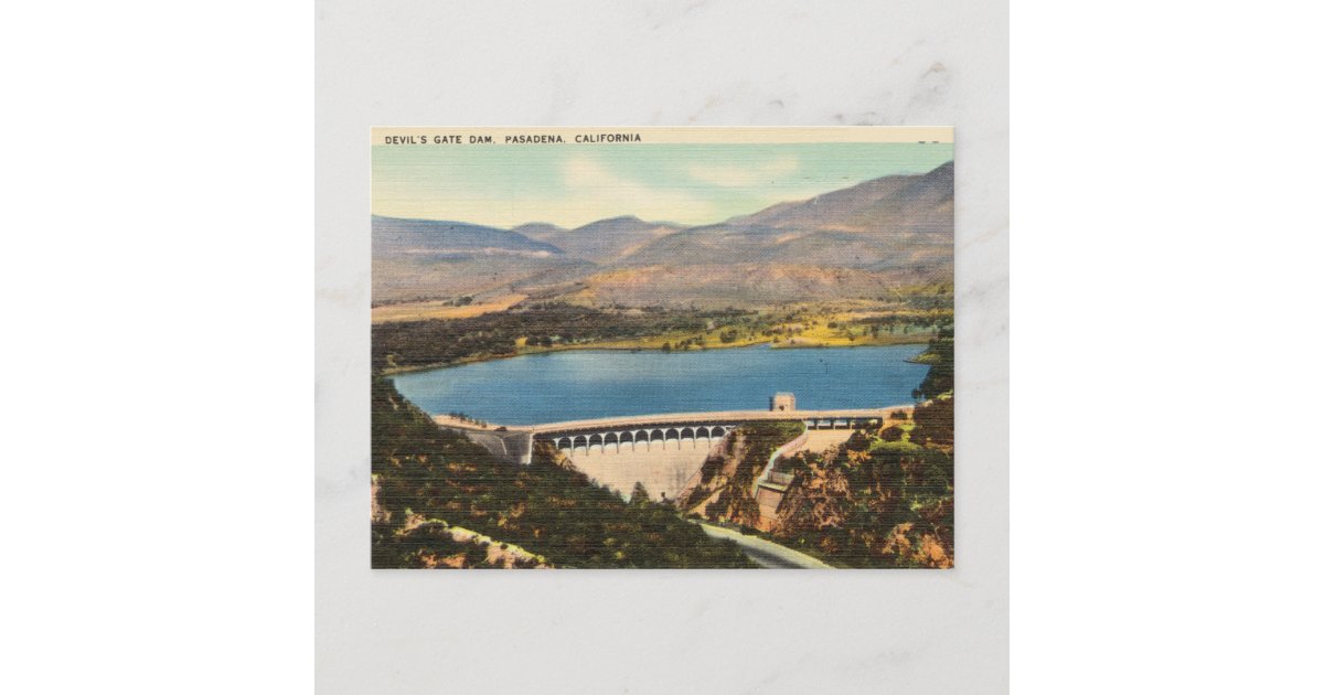 Vintage Devil's Gate Dam, Pasadena, California Postcard | Zazzle
