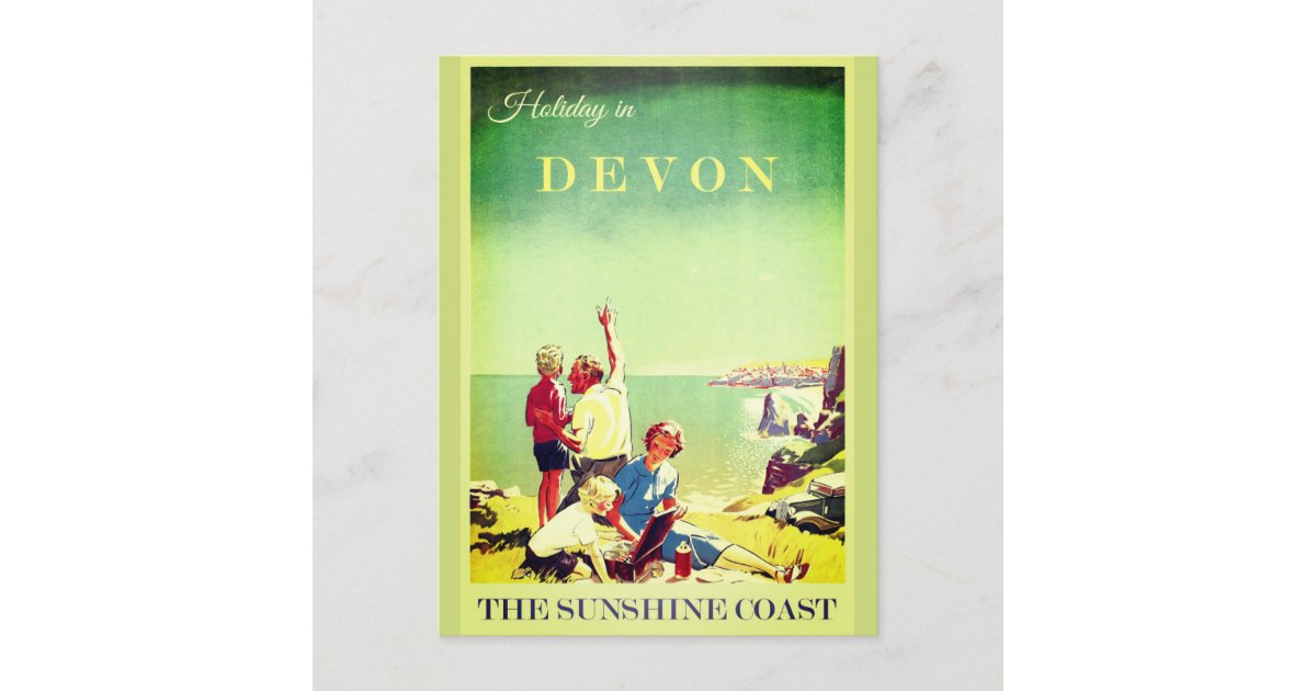 Vintage Devon England Travel Poster Postcard | Zazzle