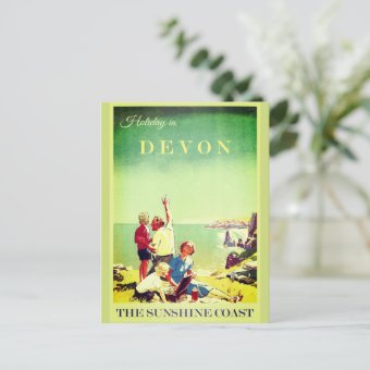 Vintage Devon England Travel Poster Postcard | Zazzle