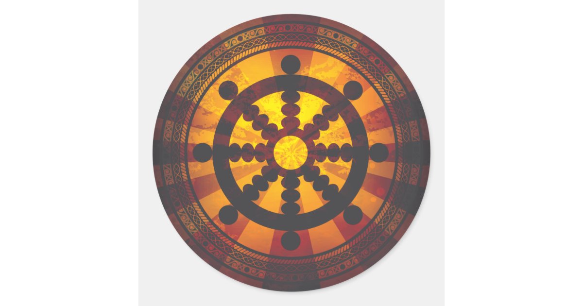 Vintage Dharma Wheel Print Classic Round Sticker | Zazzle