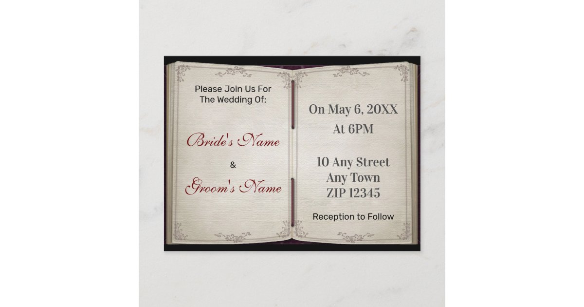 Vintage Diary Victorian Book Scrapbook Wedding Invitation Postcard | Zazzle