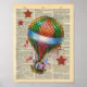 Vintage Dictionary Art Hot Air Balloon Circus Poster | Zazzle