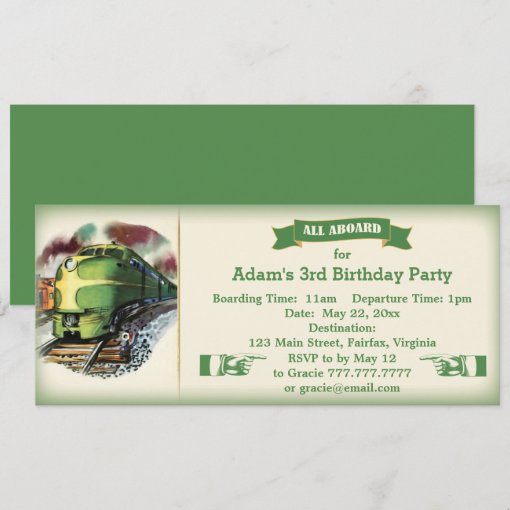Vintage Diesel Train Birthday Party Invitation | Zazzle