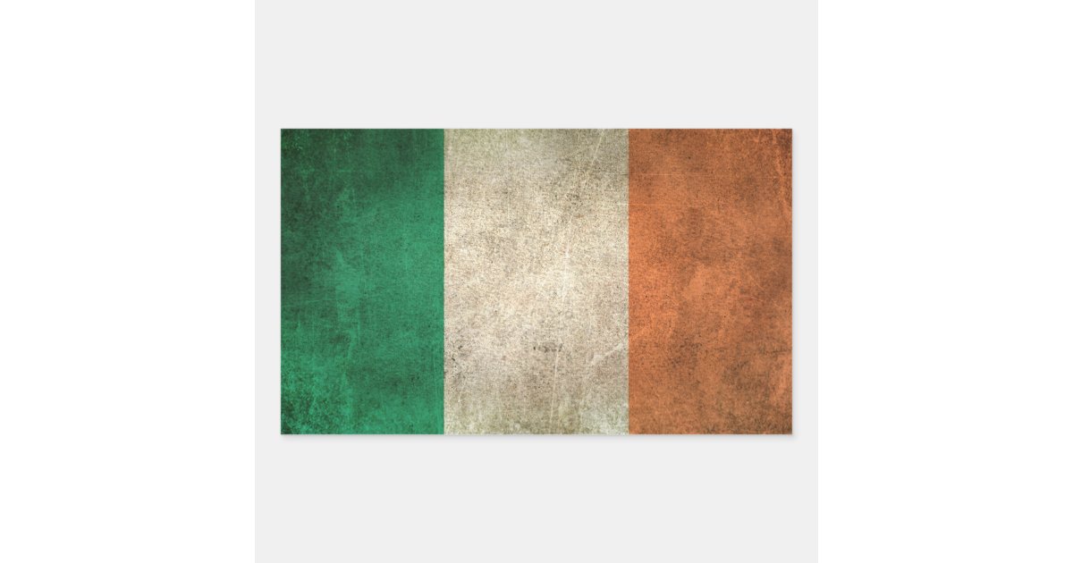 Vintage Distressed Flag of Ireland Rectangular Sticker | Zazzle