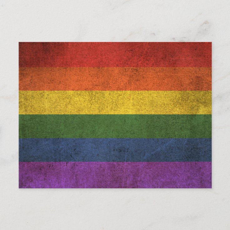 Vintage Distressed Gay Pride Rainbow Flag Postcard | Zazzle
