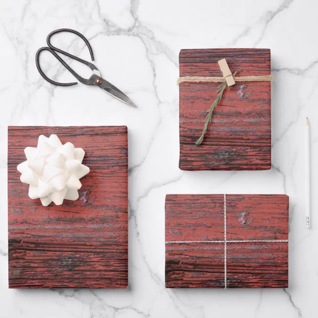 Vintage Distressed Red Barn Wood Wrapping Paper Sheets | Zazzle