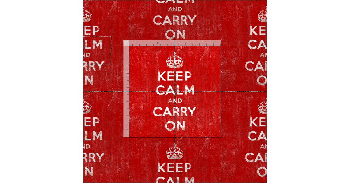 Vintage Distressed Red Keep Calm and Carry On Fabric | Zazzle