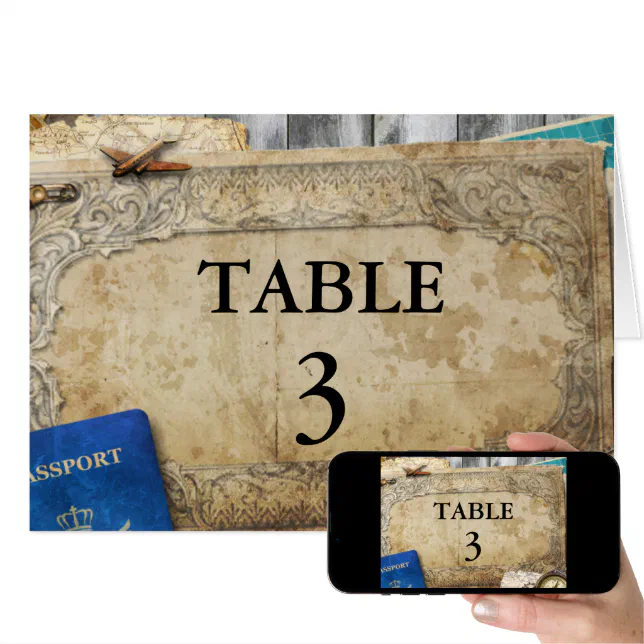 Vintage Distressed World Travel Table Number Cards | Zazzle
