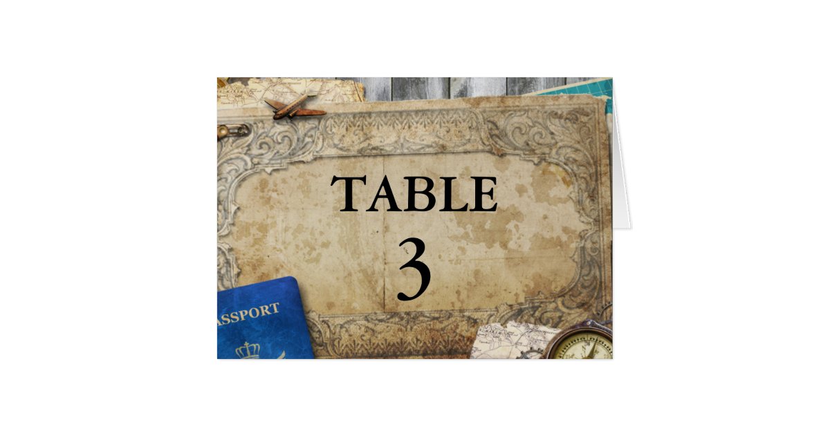 Vintage Distressed World Travel Table Number Cards | Zazzle