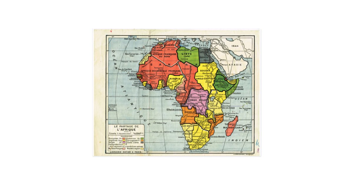 Vintage, Division of Africa, 1900, Map Postcard | Zazzle.com