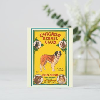 Vintage Dog Show Chicago Kennel Club Poster Postcard | Zazzle