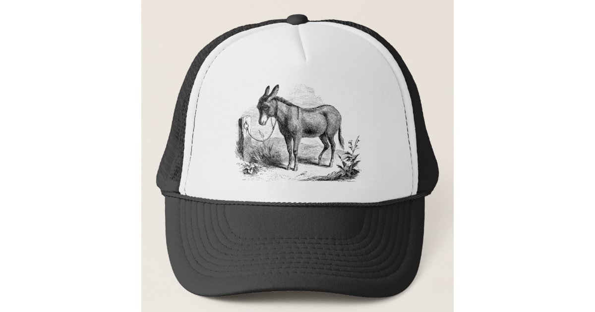 Vintage Domestic Donkey Personalized Retro Donkeys Trucker Hat | Zazzle