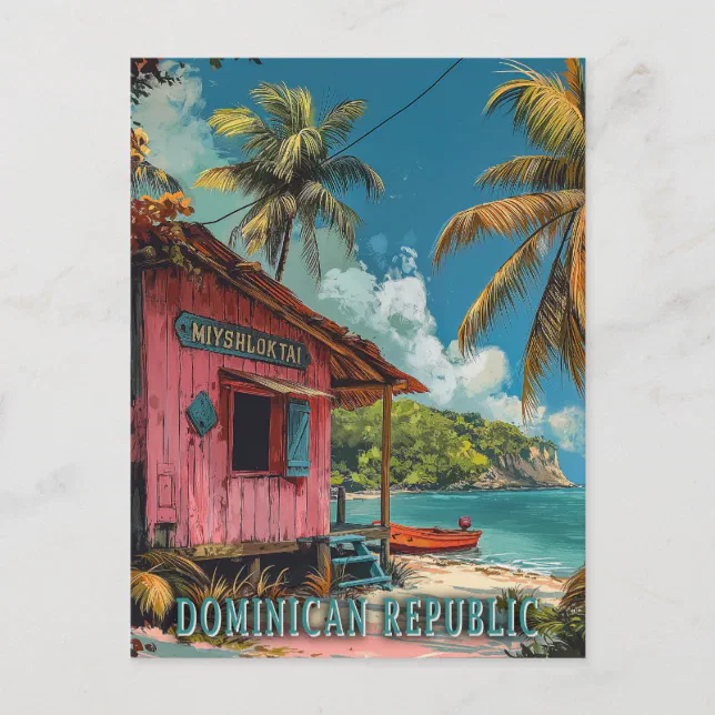 Vintage Dominican Republic Travel Art Postcard | Zazzle