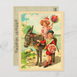 Vintage Donkey Birthday Postcard | Zazzle
