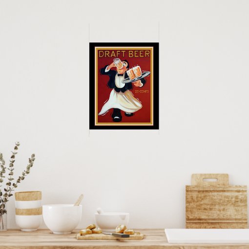 Vintage Draft Beer Poster 16x20 | Zazzle