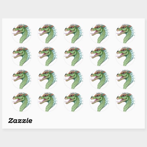 Vintage Dragon Classic Round Sticker | Zazzle