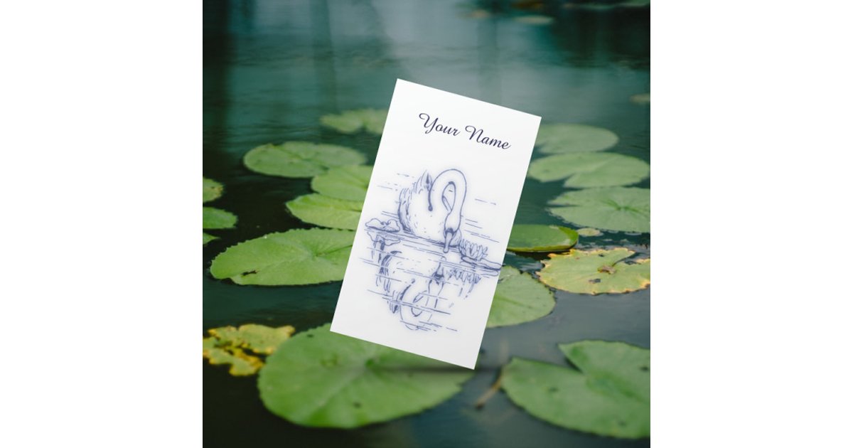 Vintage drawing - Swan reflection - Business Card | Zazzle