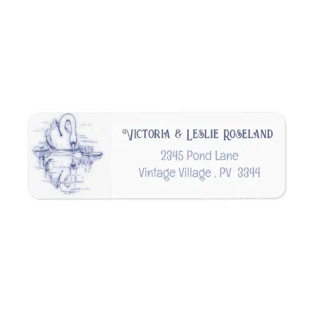 Vintage drawing - Swan reflection Label | Zazzle