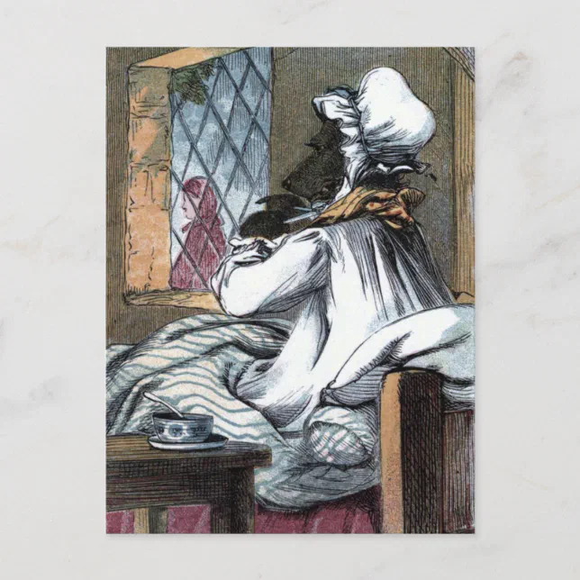 Vintage Drawing: The Wolf in Grandma's Clothes Postcard | Zazzle