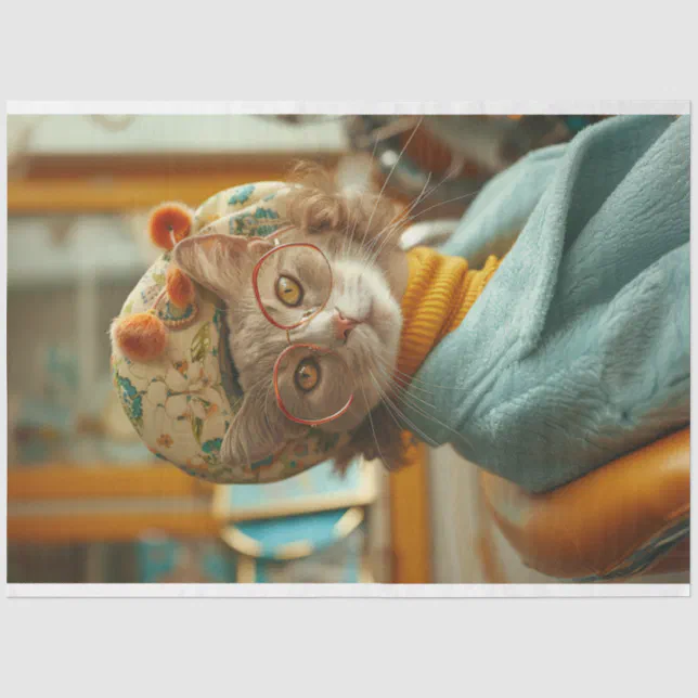 Vintage Dressed Feline Cat Decoupage Tissue Paper | Zazzle