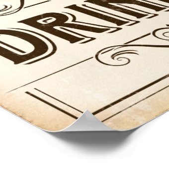 Vintage DRINKS Sign Print | Zazzle