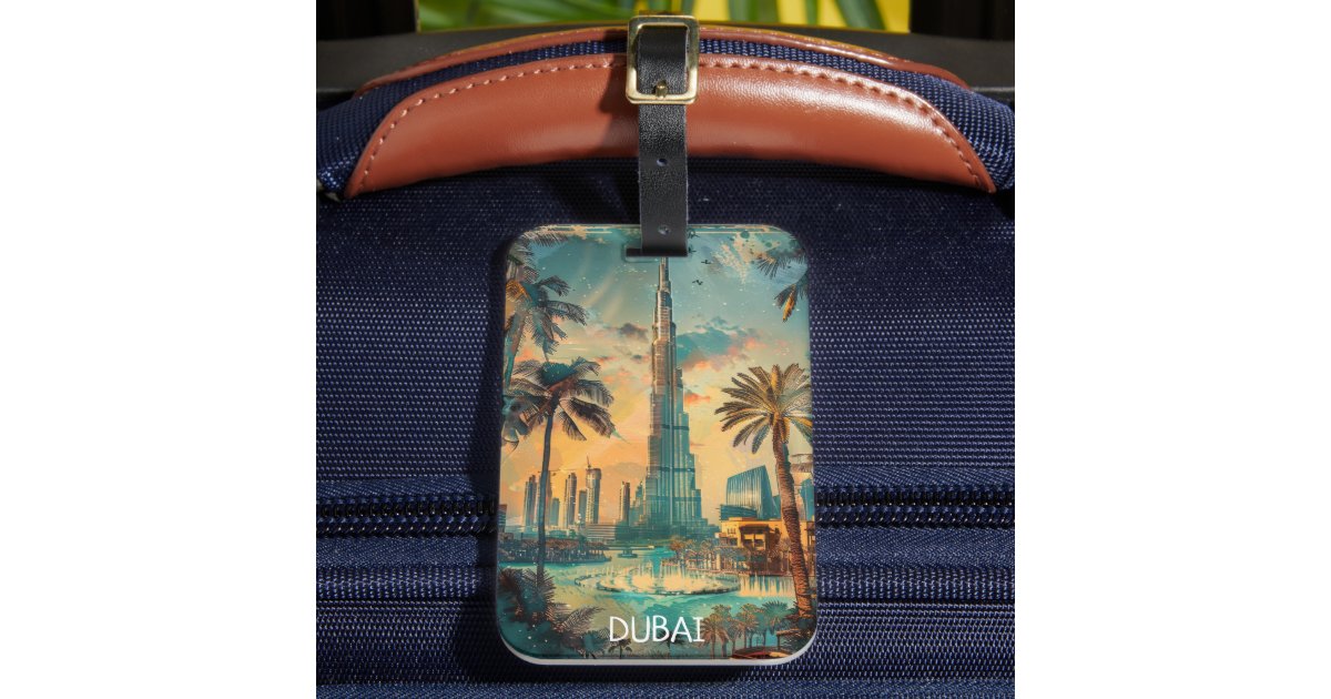 Vintage Dubai United Arab Emirates Burj Khalifa Luggage Tag | Zazzle