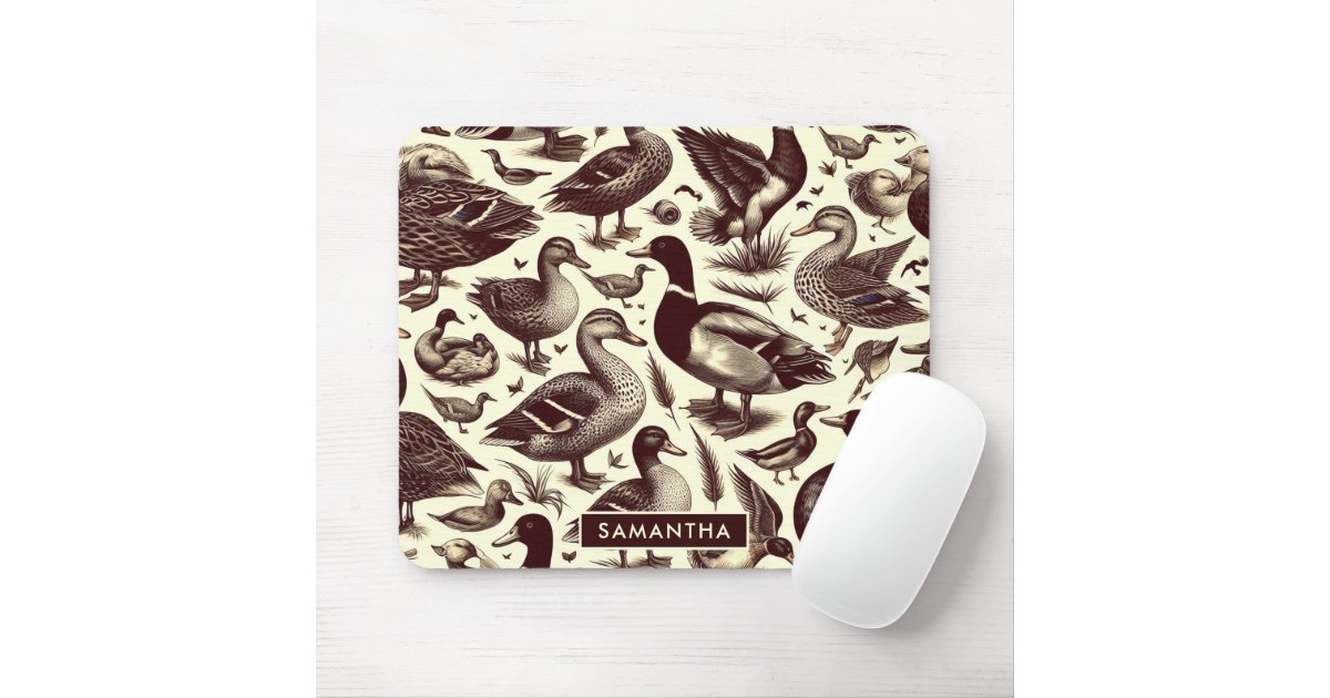 Vintage Duck and Goose Pattern Mouse Pad | Zazzle