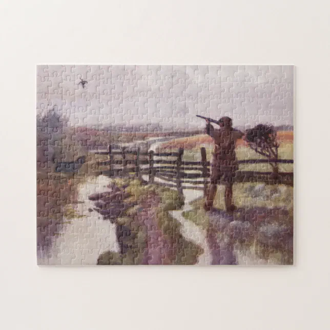 Vintage Duck Hunting Dog Rifle Gun Jigsaw Puzzle | Zazzle