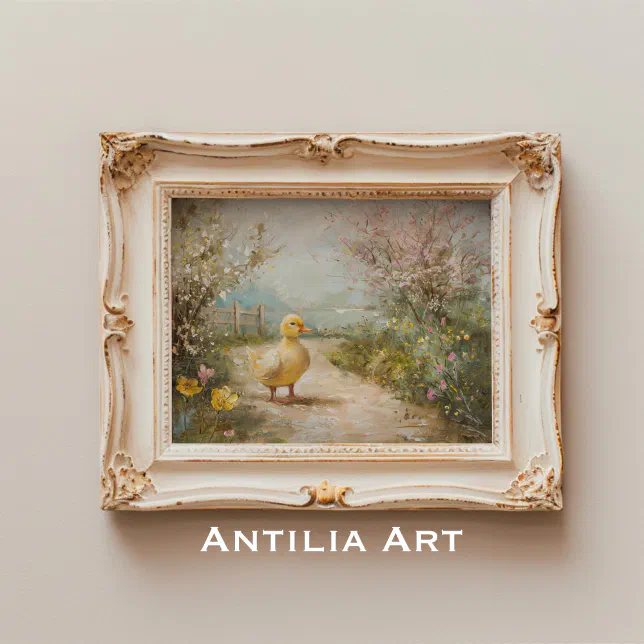 Vintage Duckling Portrait Spring Farm Life Duck Poster | Zazzle