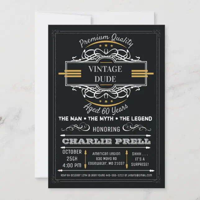Vintage Dude Birthday Man Myth Legend Invitation | Zazzle