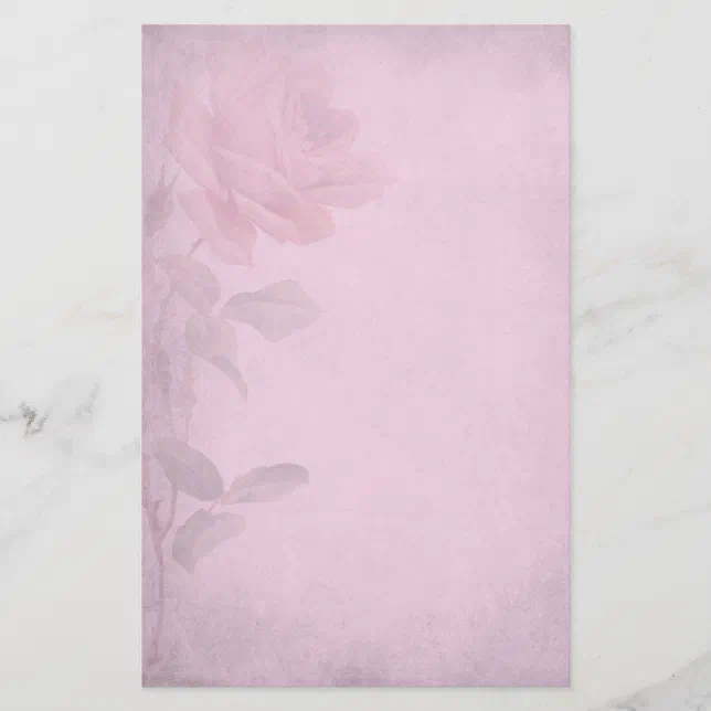 Vintage Dusky Pink Rose Writing Paper | Zazzle