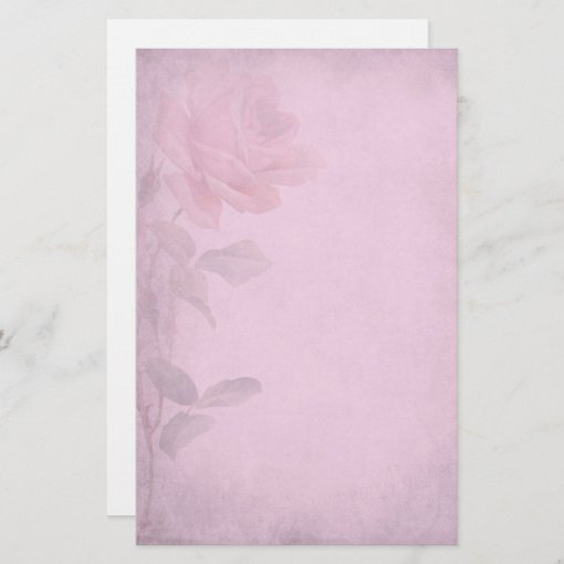 Vintage Dusky Pink Rose Writing Paper | Zazzle