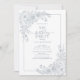 Vintage Dusty Blue Floral Line Art 50th Birthday Invitation | Zazzle
