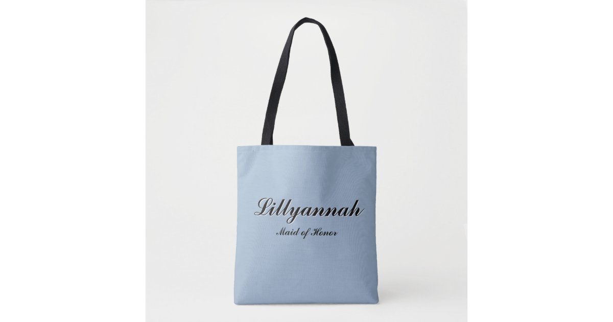 Vintage Dusty Blue Floral Toile Wedding Party Tote Bag | Zazzle