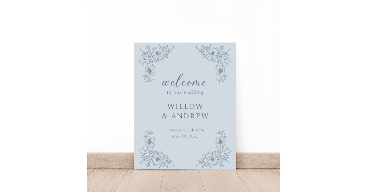 Vintage Dusty Blue Welcome Sign | Zazzle