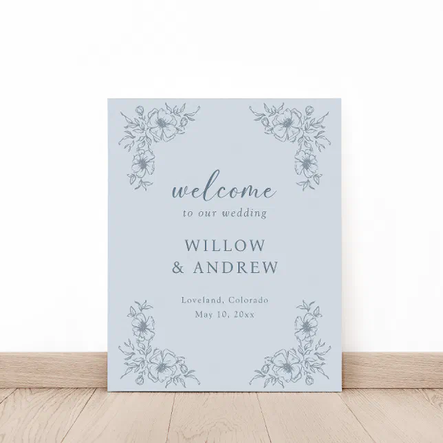 Vintage Dusty Blue Welcome Sign | Zazzle