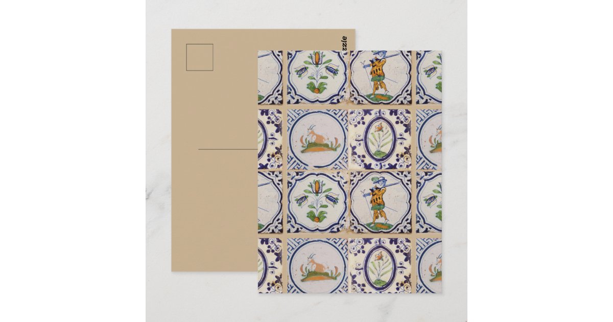 Vintage Dutch Delft Tiles 17th Century pottery art Postcard | Zazzle