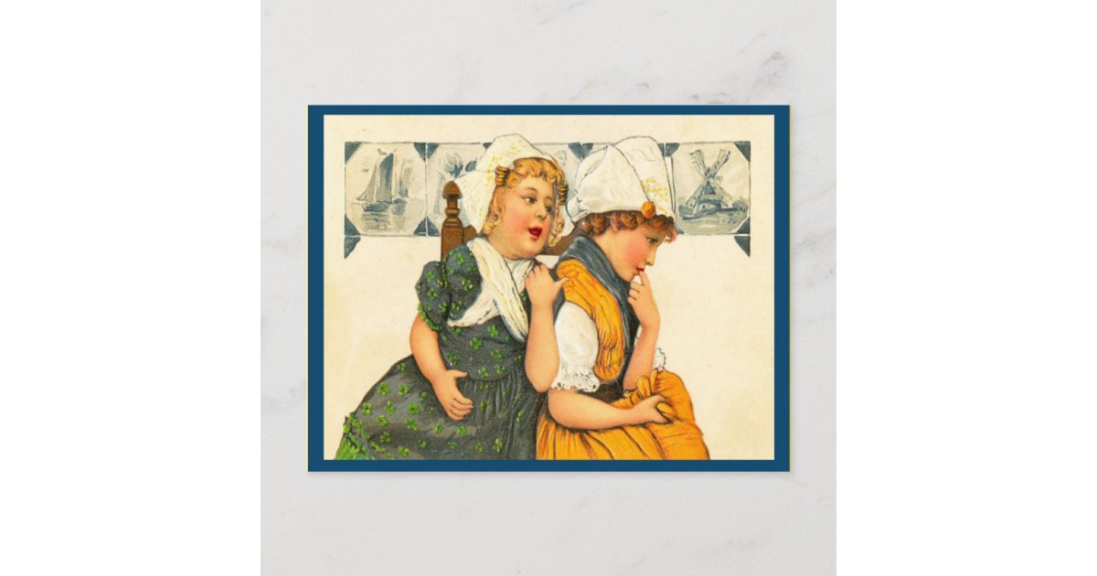 Vintage Dutch girls at home Postcard | Zazzle