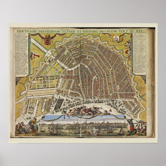 Vintage Dutch map of Amsterdam Poster | Zazzle.com