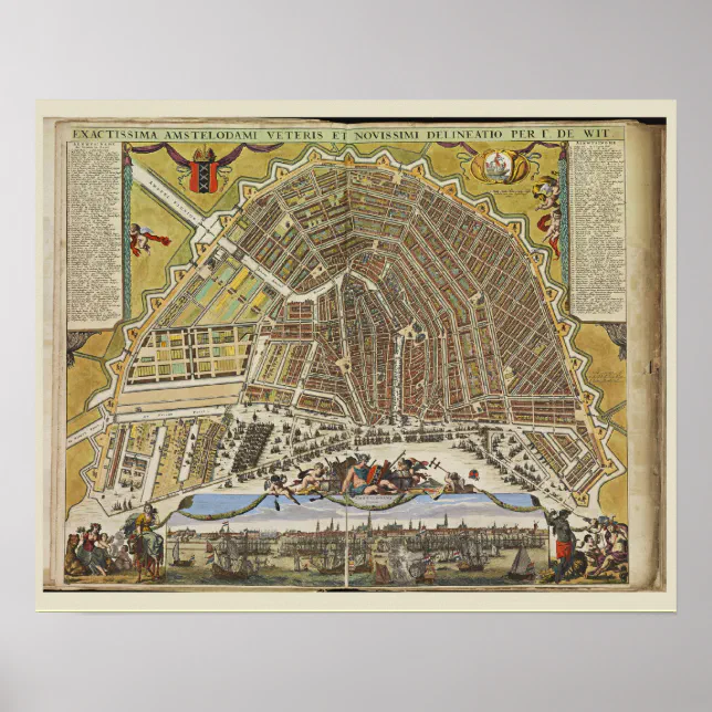Vintage Dutch map of Amsterdam Poster | Zazzle