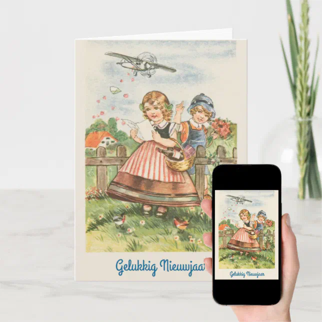 Vintage Dutch New Year Greeting Card | Zazzle