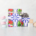 Vintage Dutch Tiles Delftware Tulips Holland Wrapping Paper | Zazzle