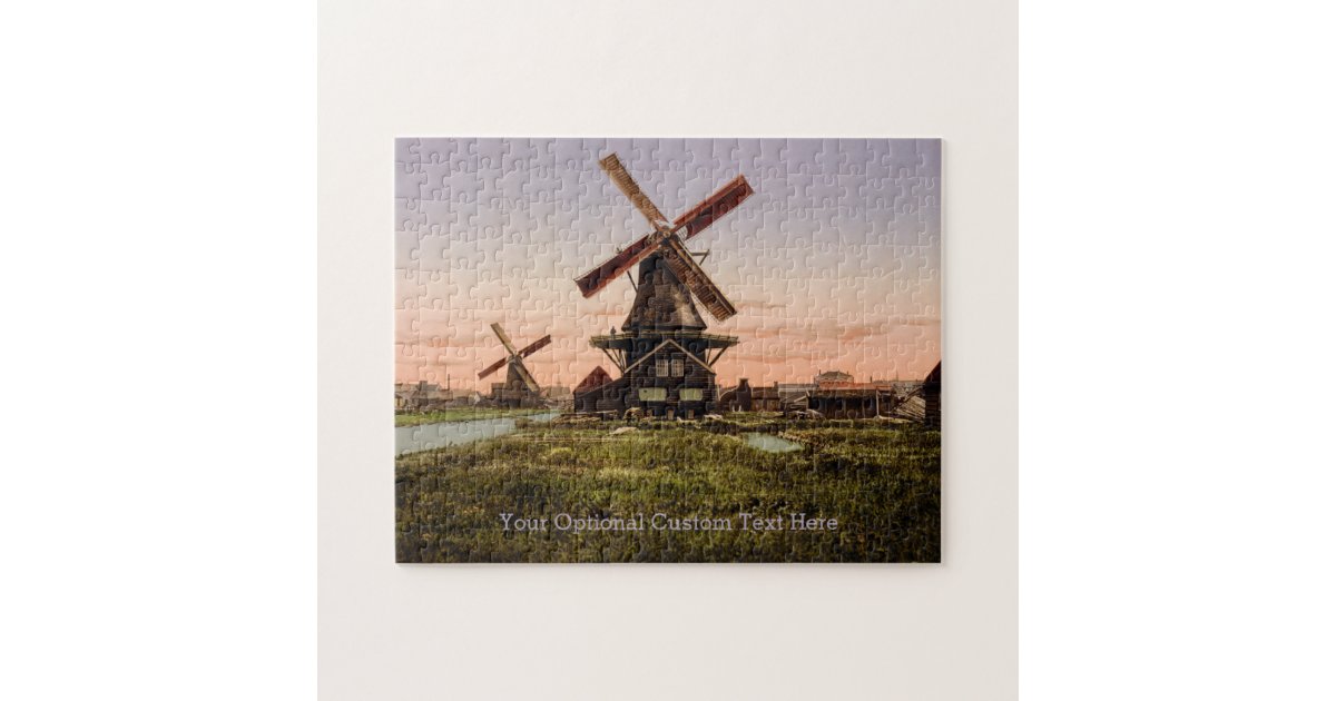 Vintage Dutch Windmills custom puzzle | Zazzle