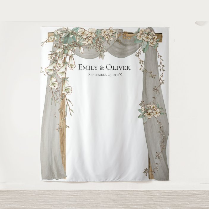 Vintage Earthly Watercolor White Flower Backdrop | Zazzle.com