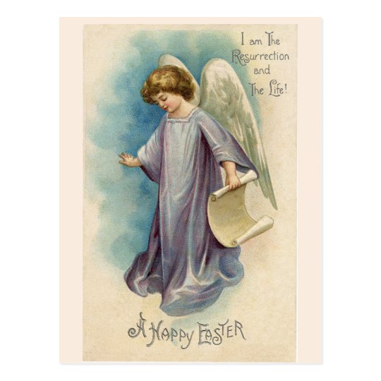 Vintage Easter Angel I am the Resurrection Postcard | Zazzle.com