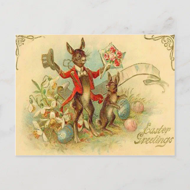 Vintage Easter Bunnies Easter Card | Zazzle