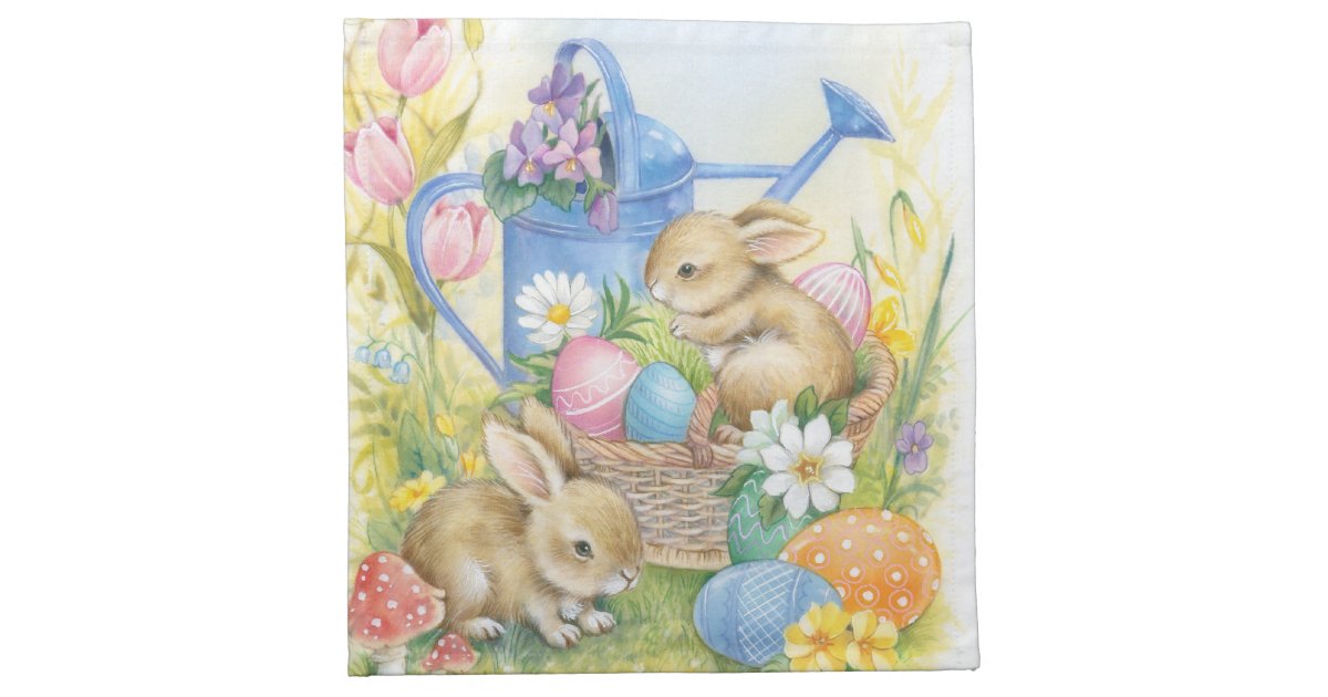 Vintage easter bunnies napkin | Zazzle