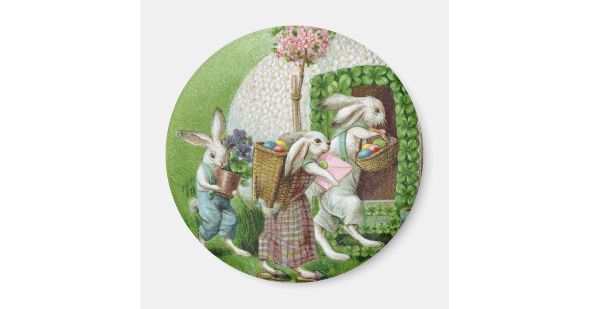 Vintage Easter Bunny and Easter Eggs Garden Magnet | Zazzle
