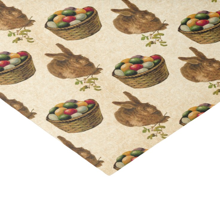 Vintage Easter bunny basket party tiled tissue Tissue Paper | Zazzle