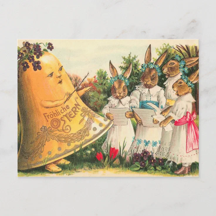 Vintage Easter Bunny Choir Holiday Postcard | Zazzle